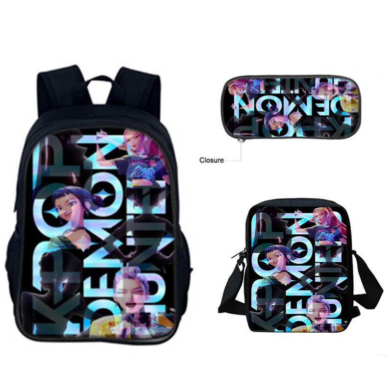 Hunterxhunter kpop school collection backpack set with cartoon graphics for middle and high school white