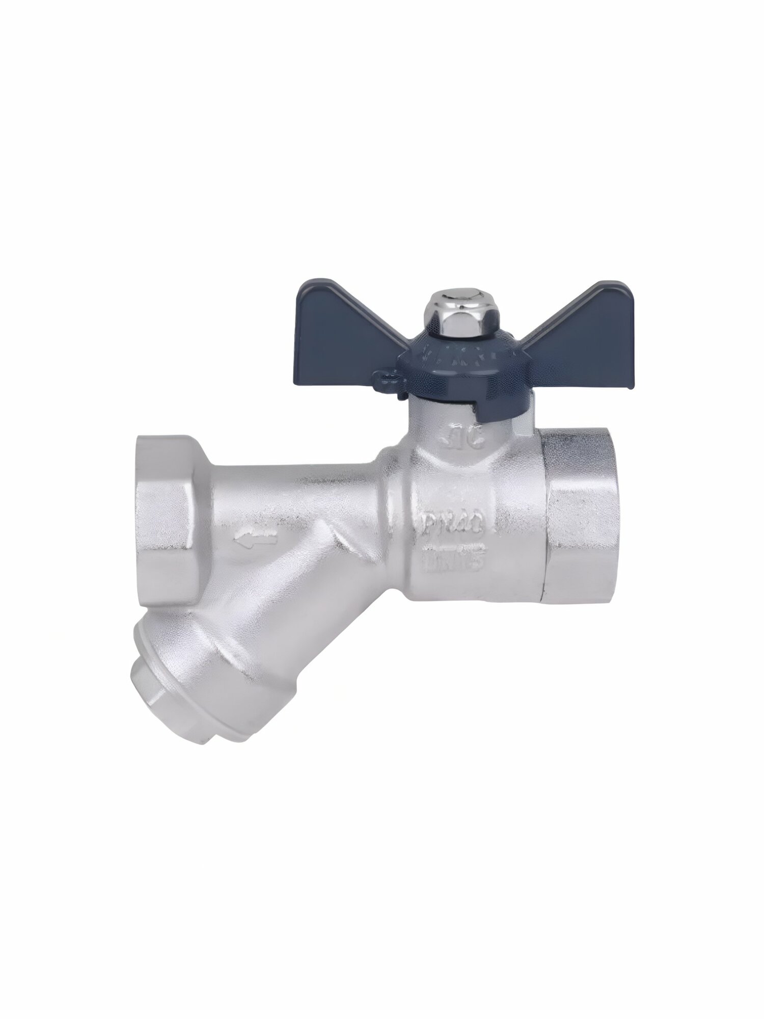 Кран для воды с фильтром AquaLink 3/4 дюйма, г-г, латунный, с ручкой-бабочкой, серебристый, артикул 01162, надежная сантехника