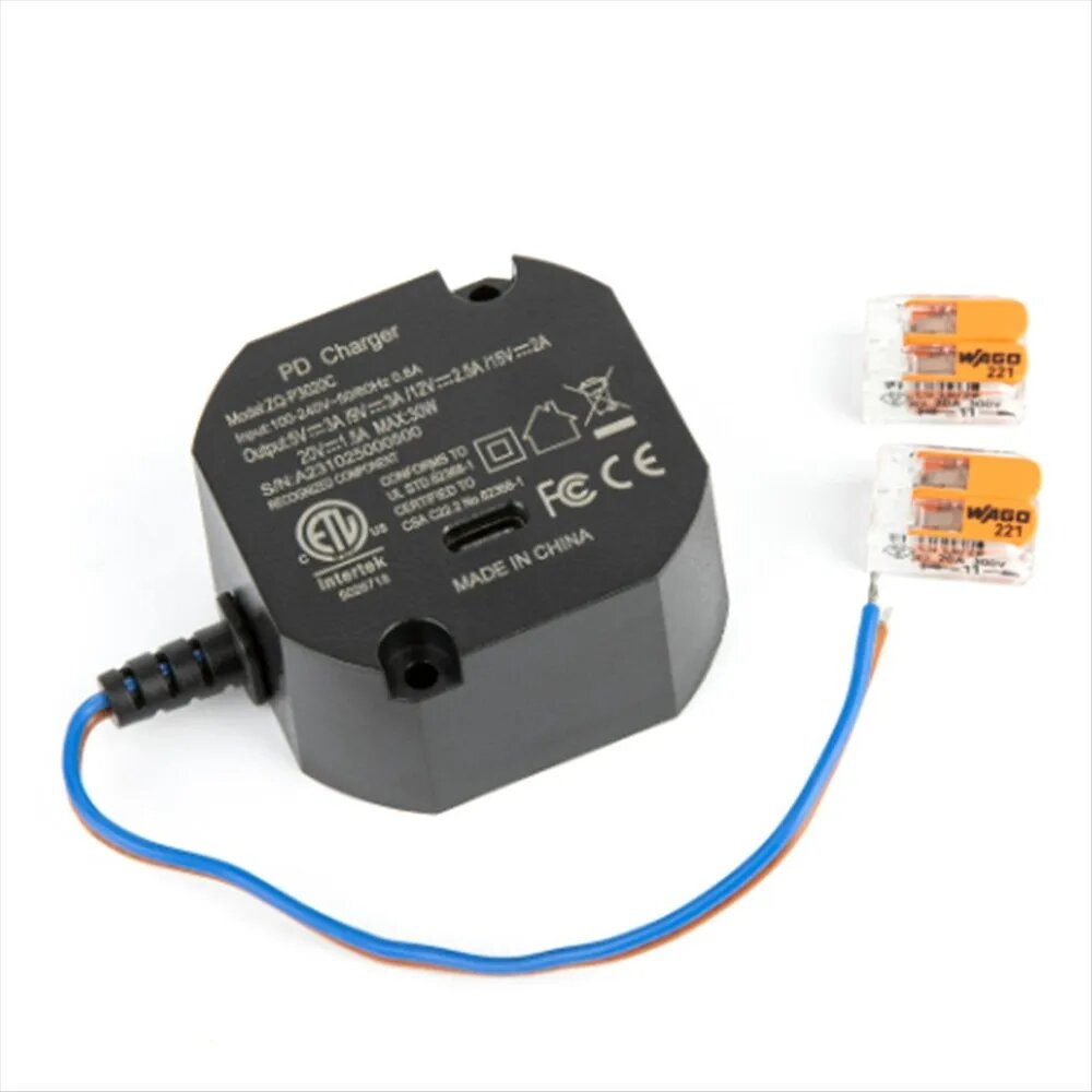 Адаптер переменного тока на USB C, настенный блок питания для планшетов USB-C 5 20 В с выходной мощностью 30 Вт, зарядное устройство AC-USBC-EU