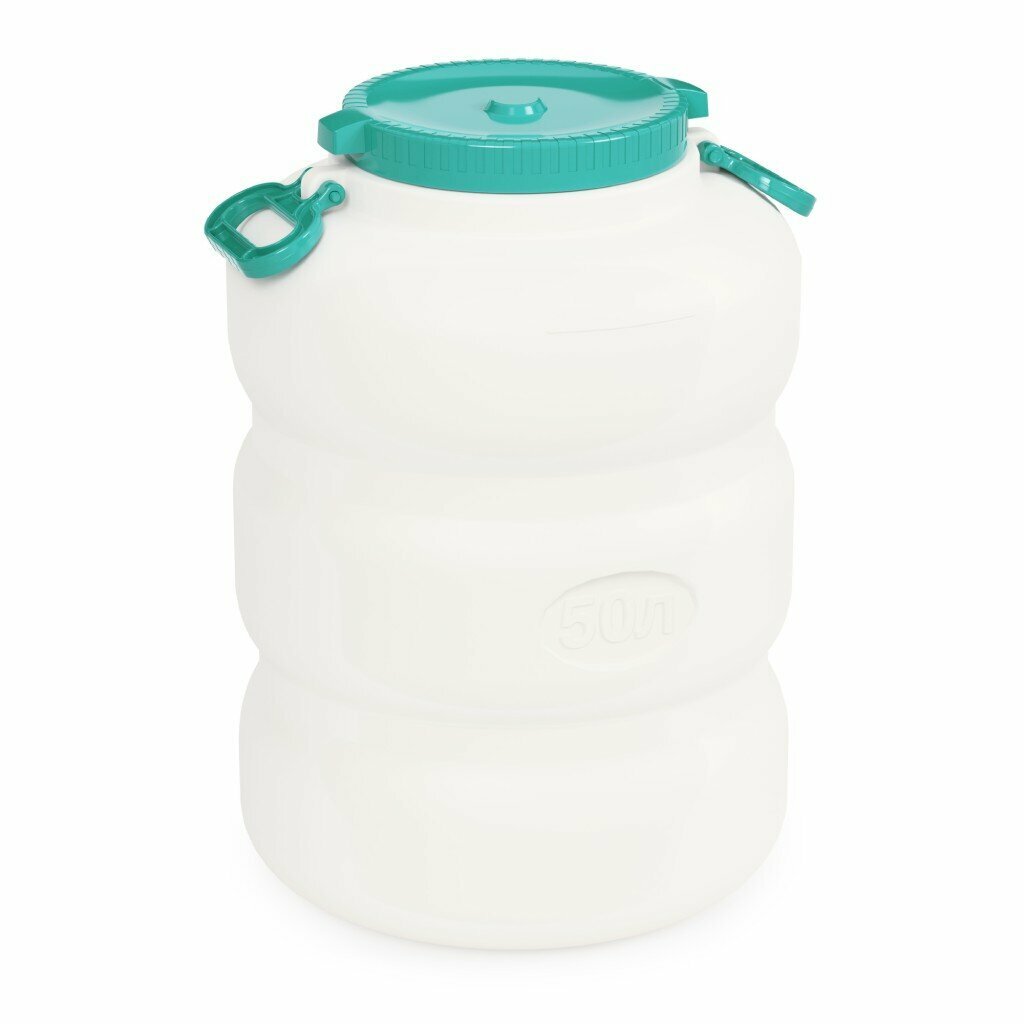 Бочка пластиковая, Альтернатива, 50 л, пищевая, круглая, с ручками, в ассортименте