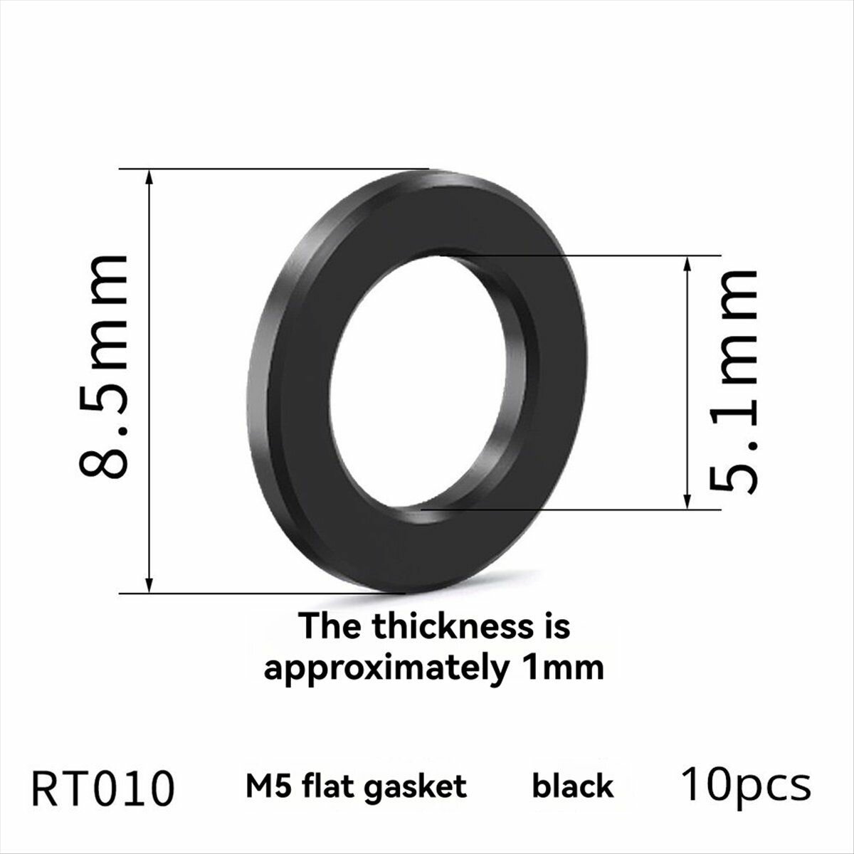 10 шт. Титановые плоские шайбы M5 для велосипедов, универсальные, черные, для горных велосипедов (черные)