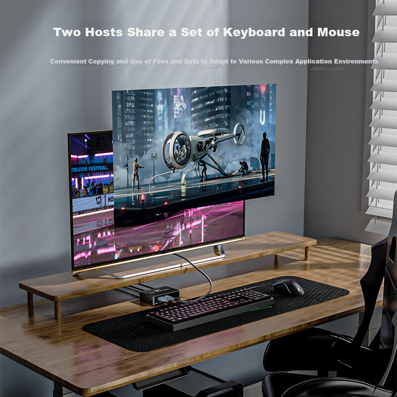 Tengjiexing HDMI KVM переключатель 2-портовый 4K HD USB видео-разделитель для двух компьютеров с монитором, клавиатурой