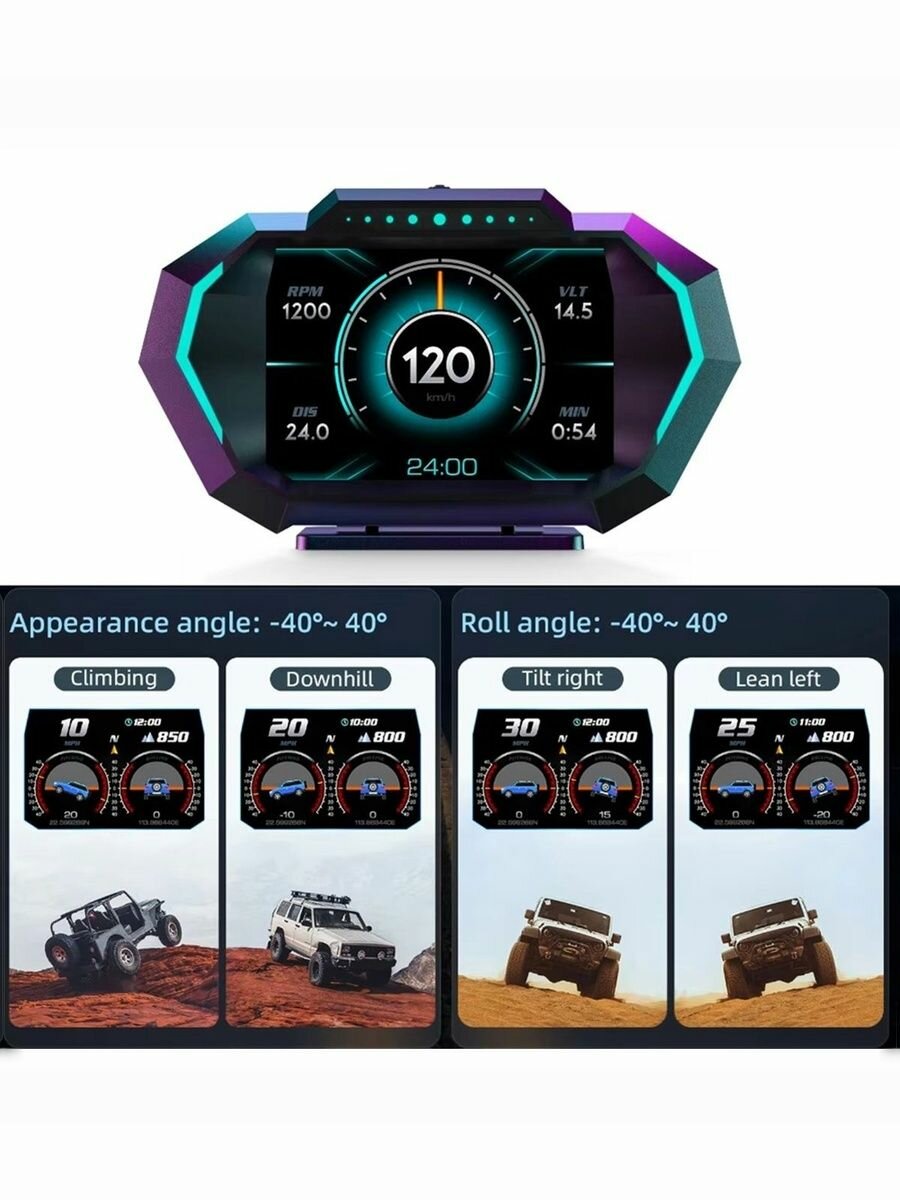 Многофункциональный Головной дисплей HUD P24 OBD2 + GPS на Бортовом компьютере