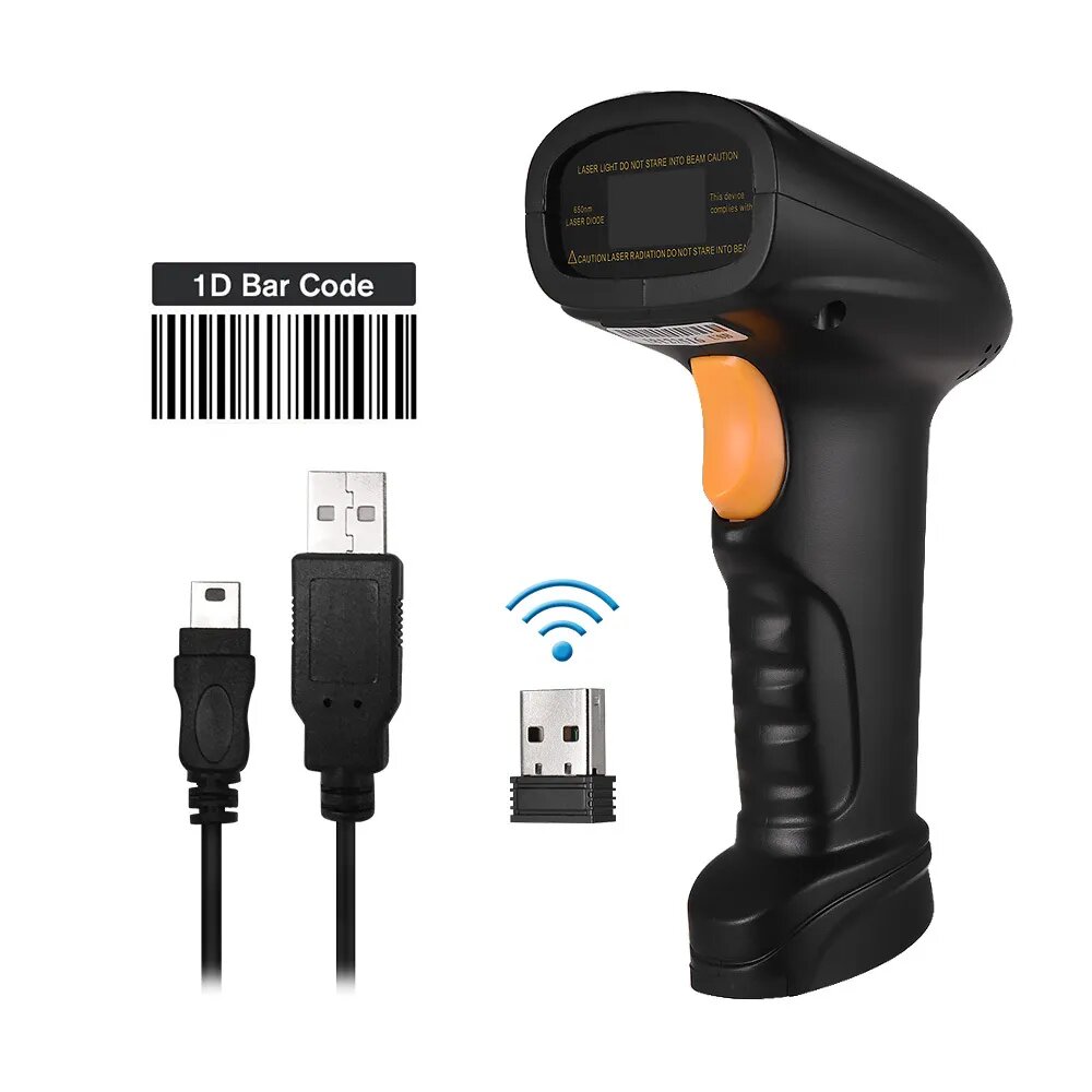Aibecy 2-в-1 2.4G Беспроводной сканер штрих-кода и USB-проводной сканер штрих-кода