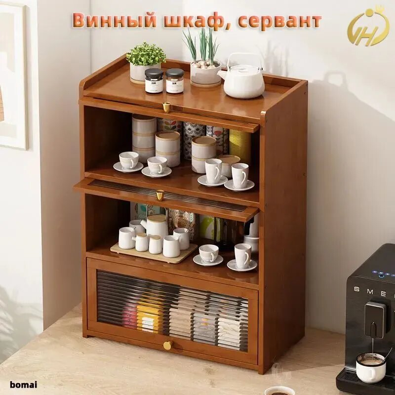 Деревянный винный шкаф-сервант для гостиной в современном стиле