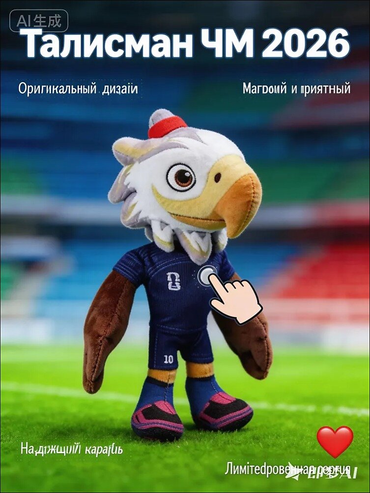 Брелок мягкая игрушка Талисман ЧМ 2026 по футболу Ягуар Лось Орел