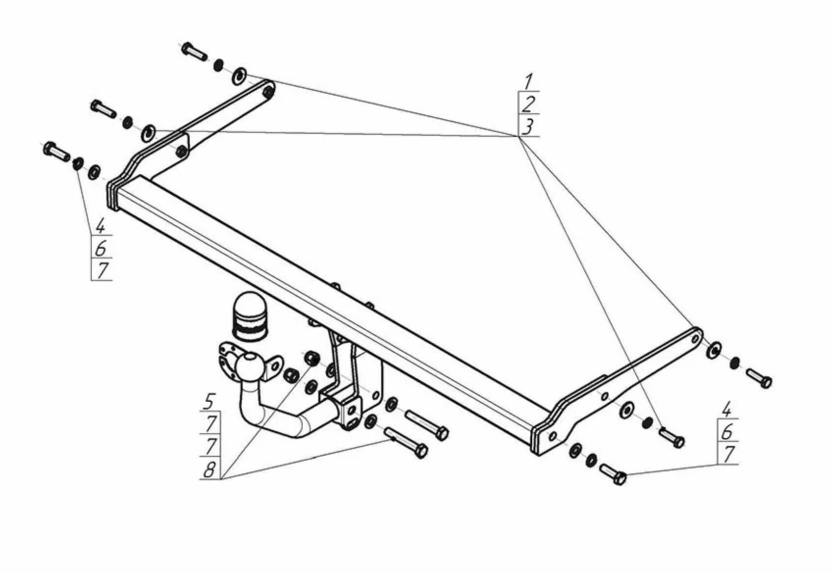 Фаркоп Motodor Suzuki SX4 2013- н. в, Vitara 2015- н. в. (оцинкованный шар)(паспорт и сертификат в комплекте)(без электрики) 92402-A