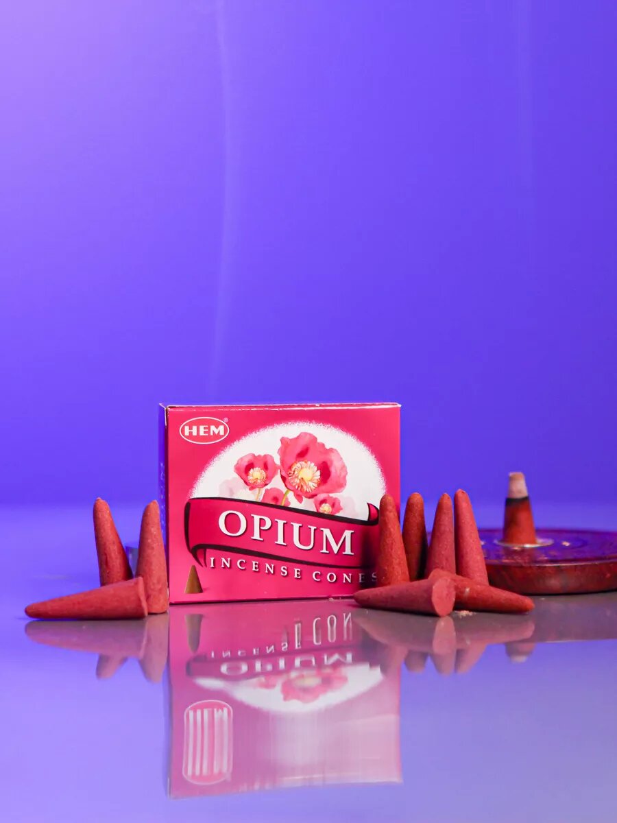 Индийские благовония HEM "OPIUM" (Опиум), 10 конусов для дома