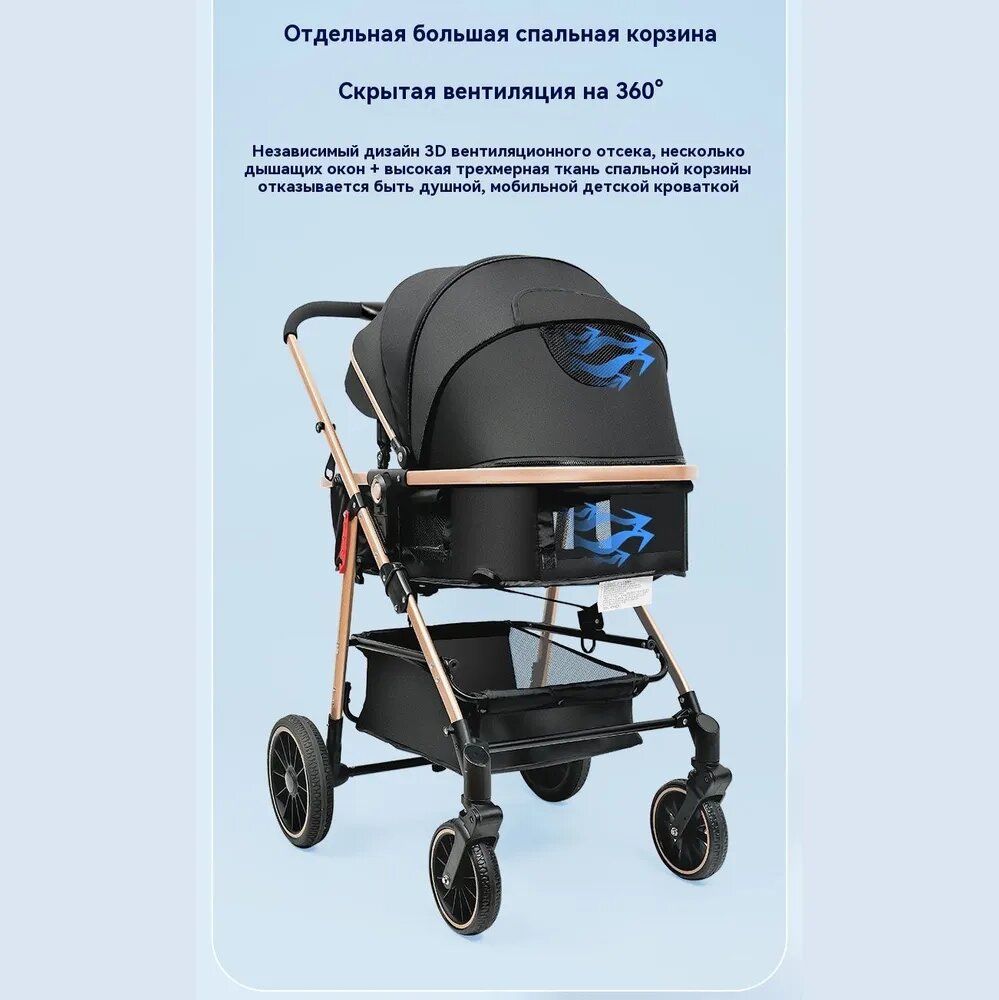 Многофункциональная коляска 3 в 1 для новорожденных: люлька, прогулочный блок, автокресло — фото 1