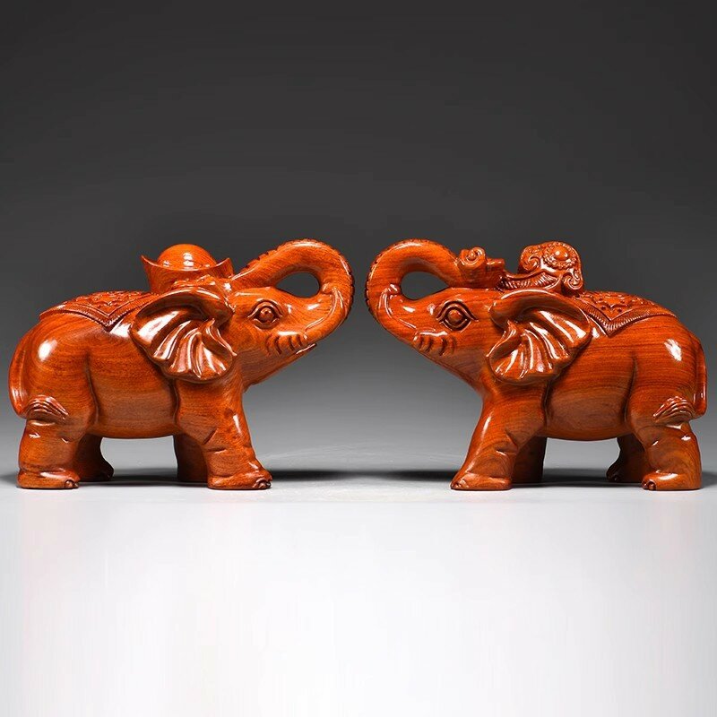 Резные слоновые украшения из розового дерева, резные слоновые украшения из цельного дерева, слон для матери и ребенка,