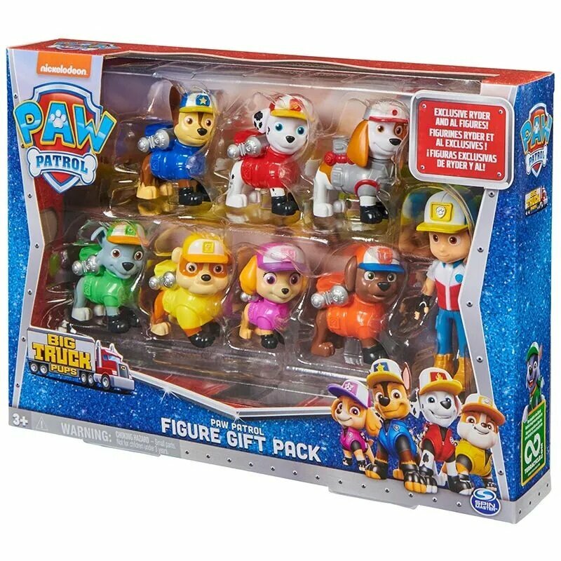 Spin Master Nickelodeon Paw Patrol Big Truck Pups / Подарочный набор из 8 фигурок с коллекционными фигурками, детскими игрушками для детей в возрасте от 3 лет и старше