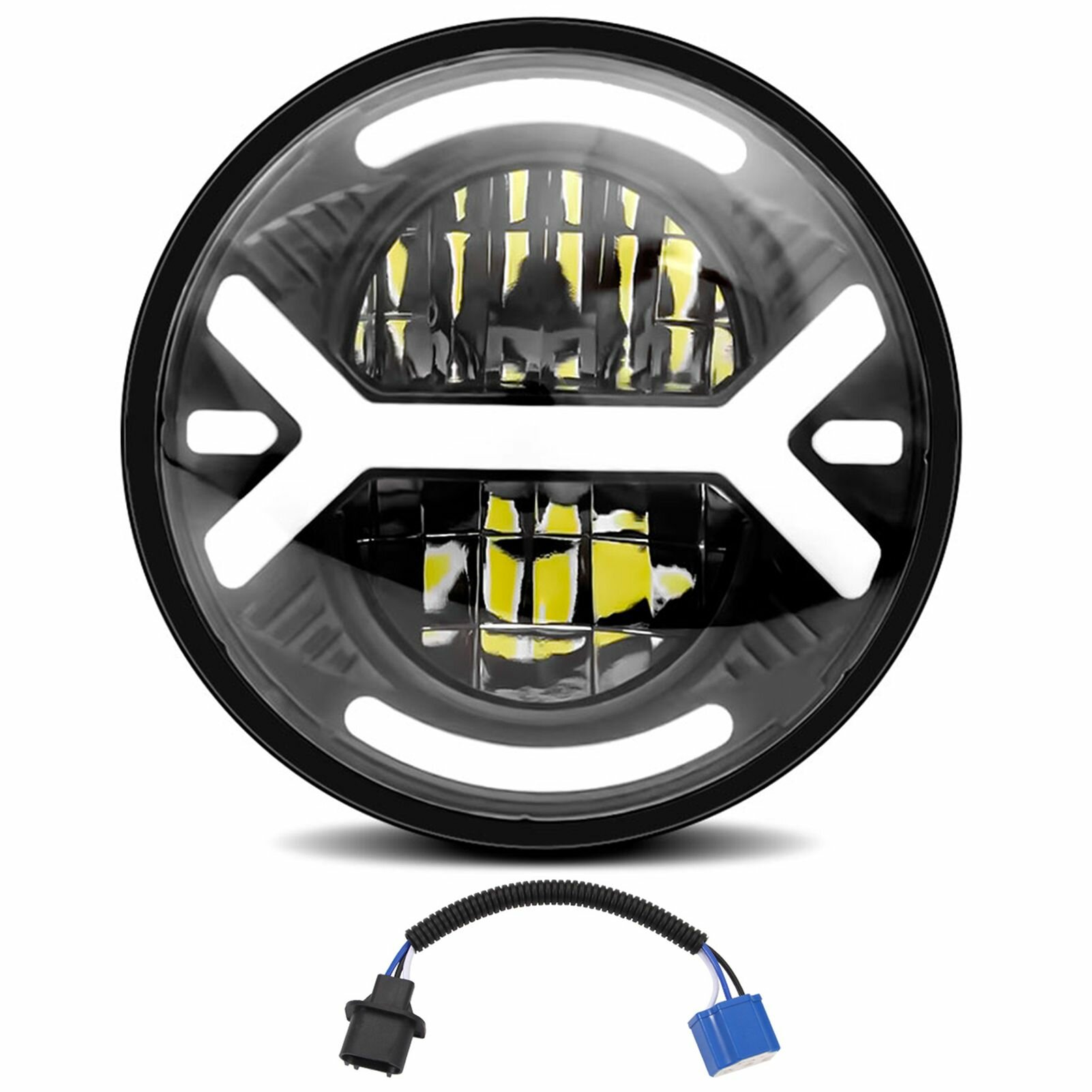Фара для мотоцикла 5,75 дюйма, H4, с дневным светом и поворотником, 1 штука