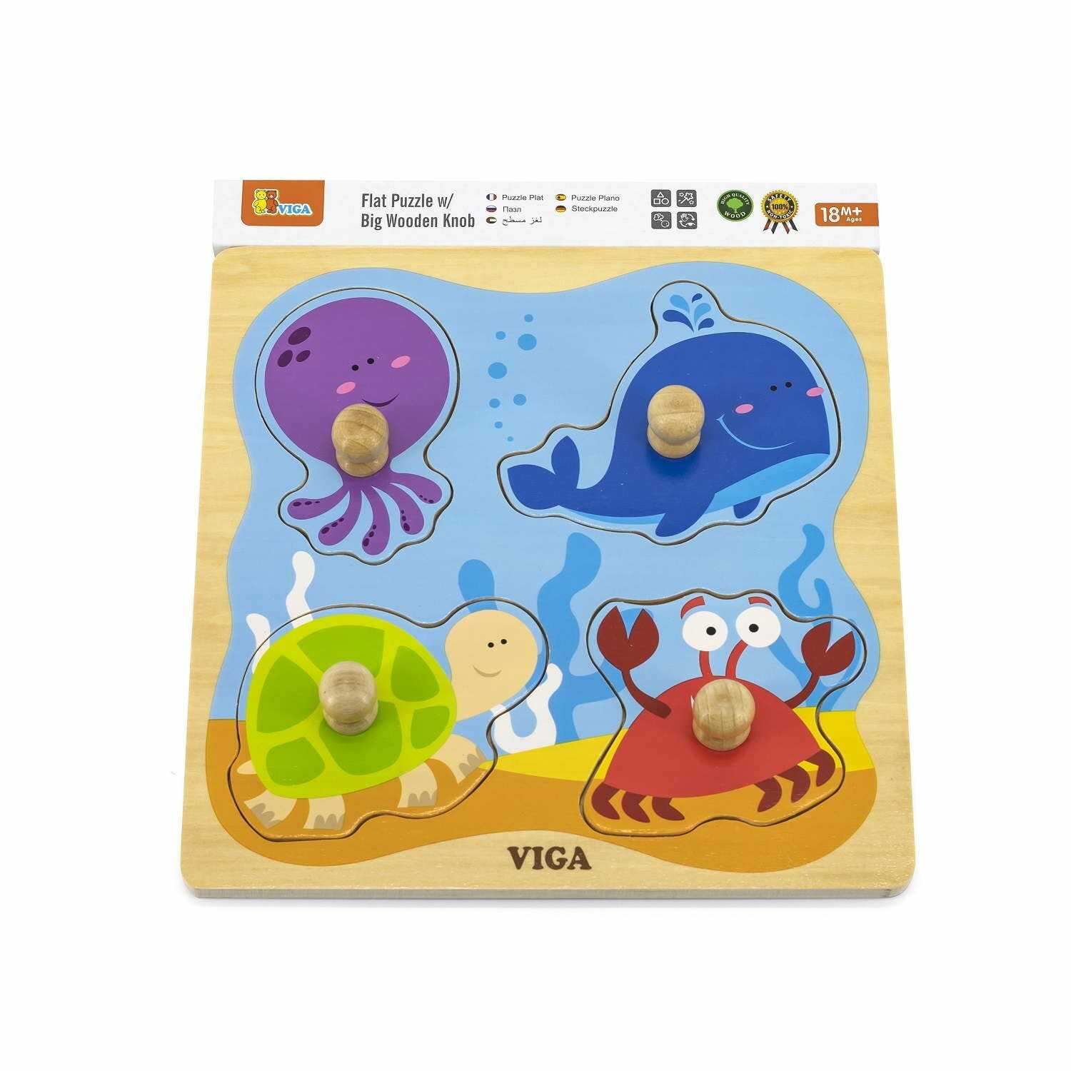 Игра развивающая Viga "Море", дерево, 5 деталей, для малышей