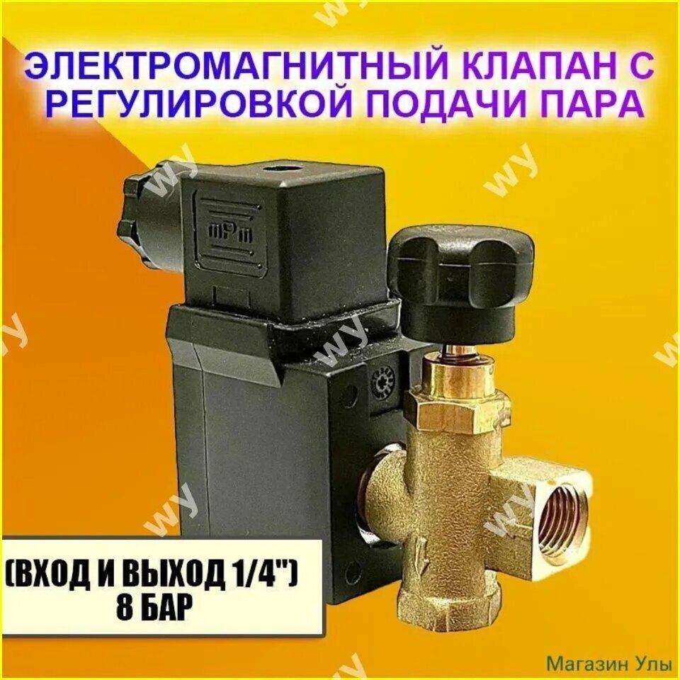 Регулируемый подачей пара электромагнитный клапан премиум, вход выход 1/4 дюйма