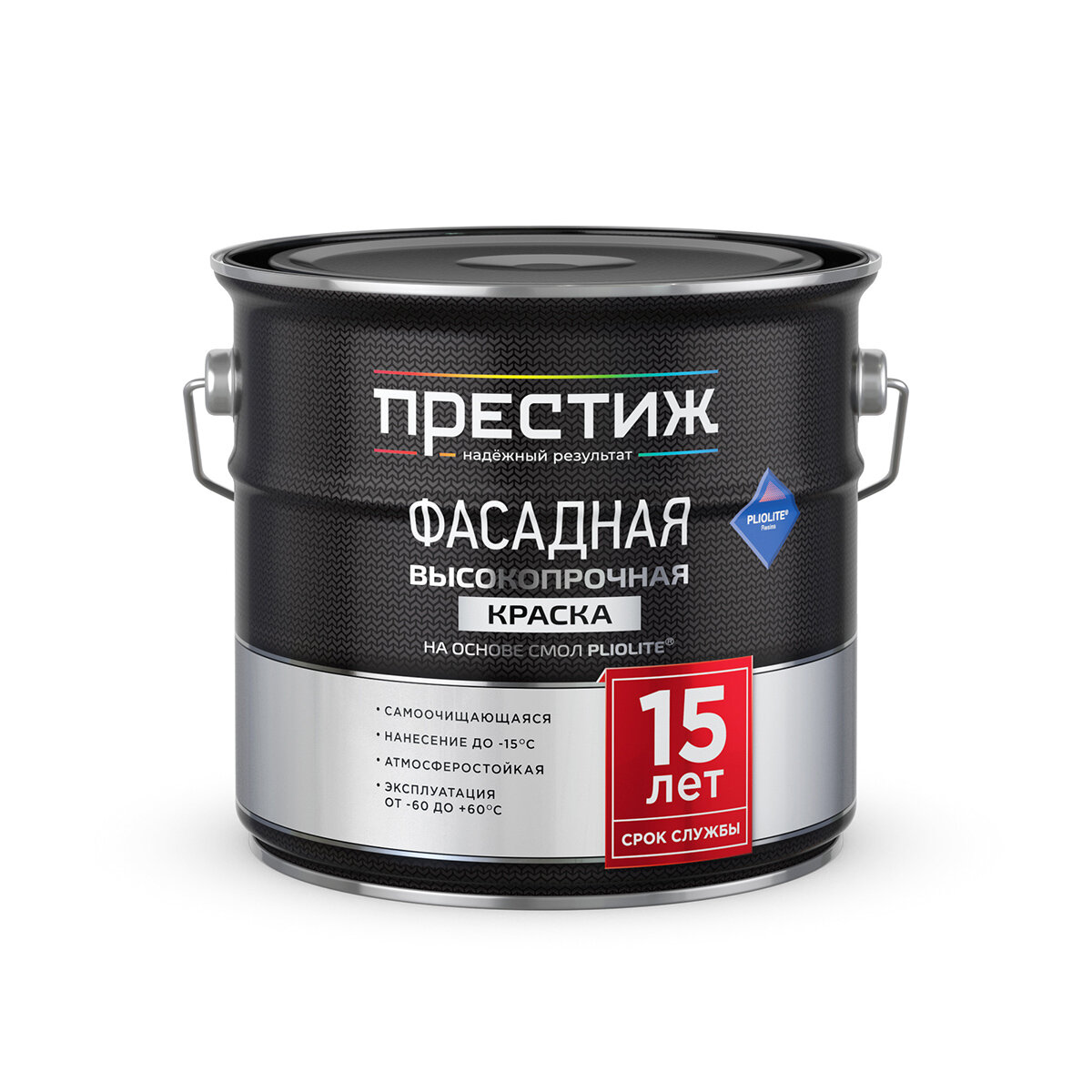 Краска Престиж фасадная высокопрочная, на основе смол Pliolite, белая, объем 2.7 л 01-012-001-027