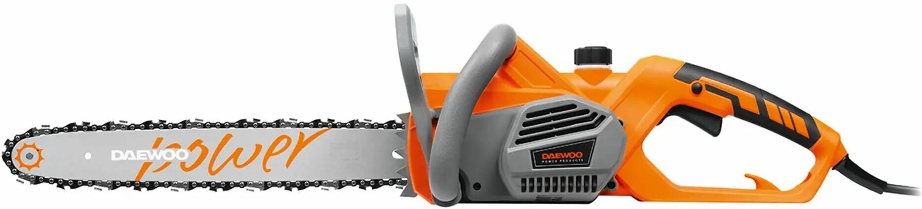 Электропила Daewoo DACS 2500E, 2500Вт, 40см, оранжевая, с регулировкой натяжения цепи
