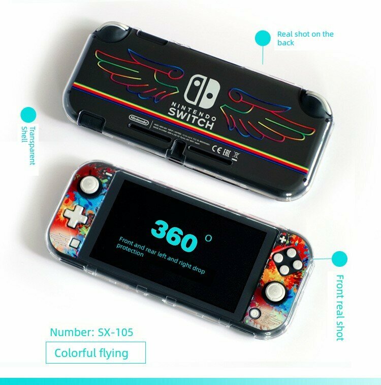 Кейс для Nintendo Switch Lite с радужным дизайном и матовой защитой, 360° полная оболочка