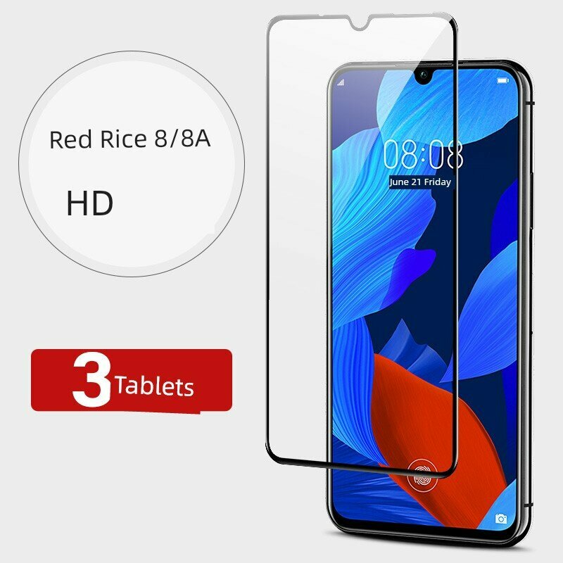 Премиум стеклянная пленка с алмазным дизайном для Redmi 8, анти-пальцевые отпечатки и HD, комплект из 3 листов