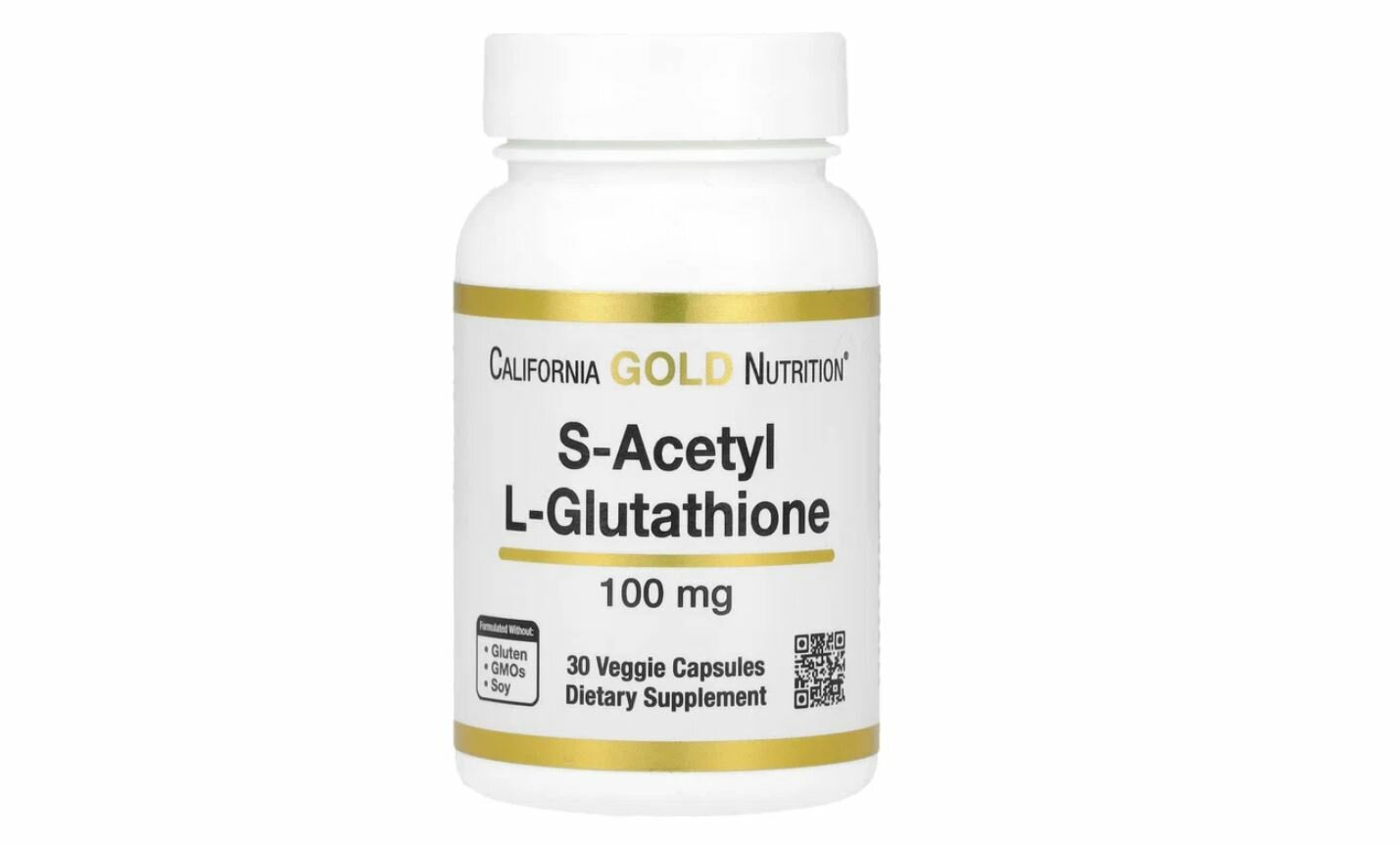 California Gold Nutrition, S-Asetyl L-Glutathione, S-ацетил-L-глутатион, 100 мг, 30 растительных капсул