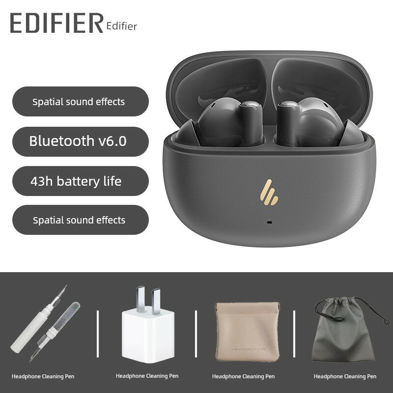 Наушники Bluetooth Edifier X5evo с активным шумоподавлением туманный серый для спорта