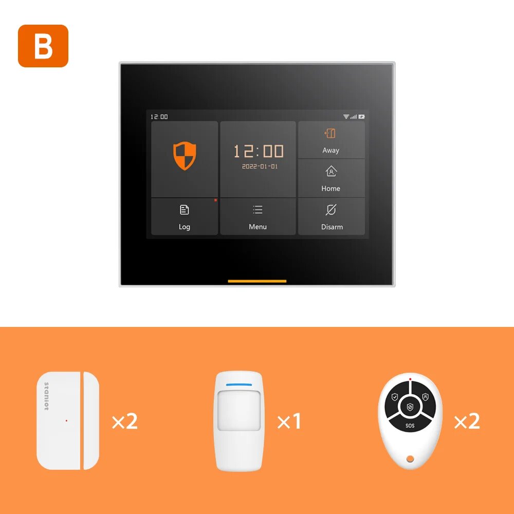 Беспроводные охранные сигнализации Staniot Wireless WiFi 4G Smart Tuya для дома с датчиками дверей и окон на 5 лет, наборы системы против вторжений, работающие с Alexa-Set-B 6Kit