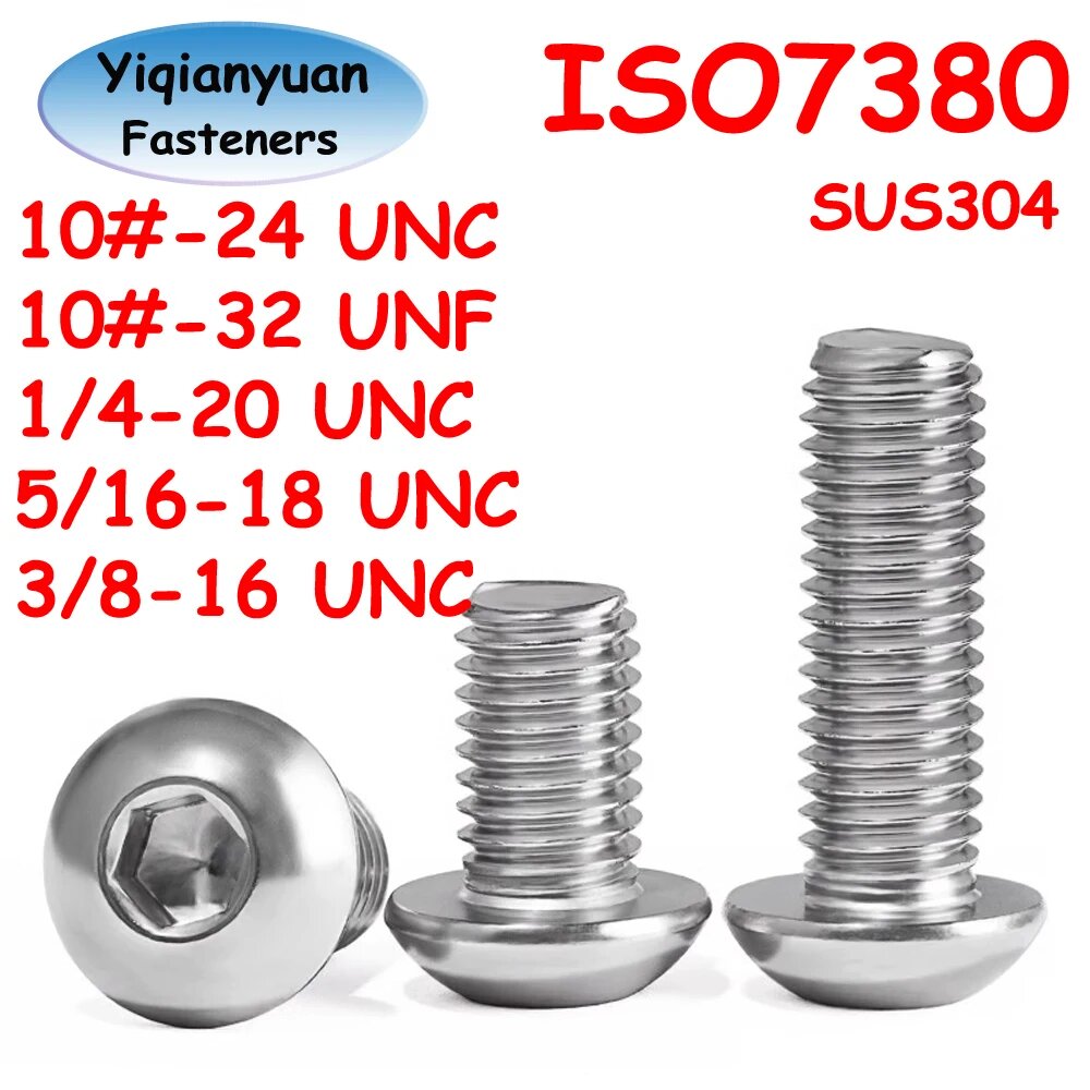 Винты Yiqianyuan из нержавеющей стали 3I8-16 UNC (2шт), длина 7I8