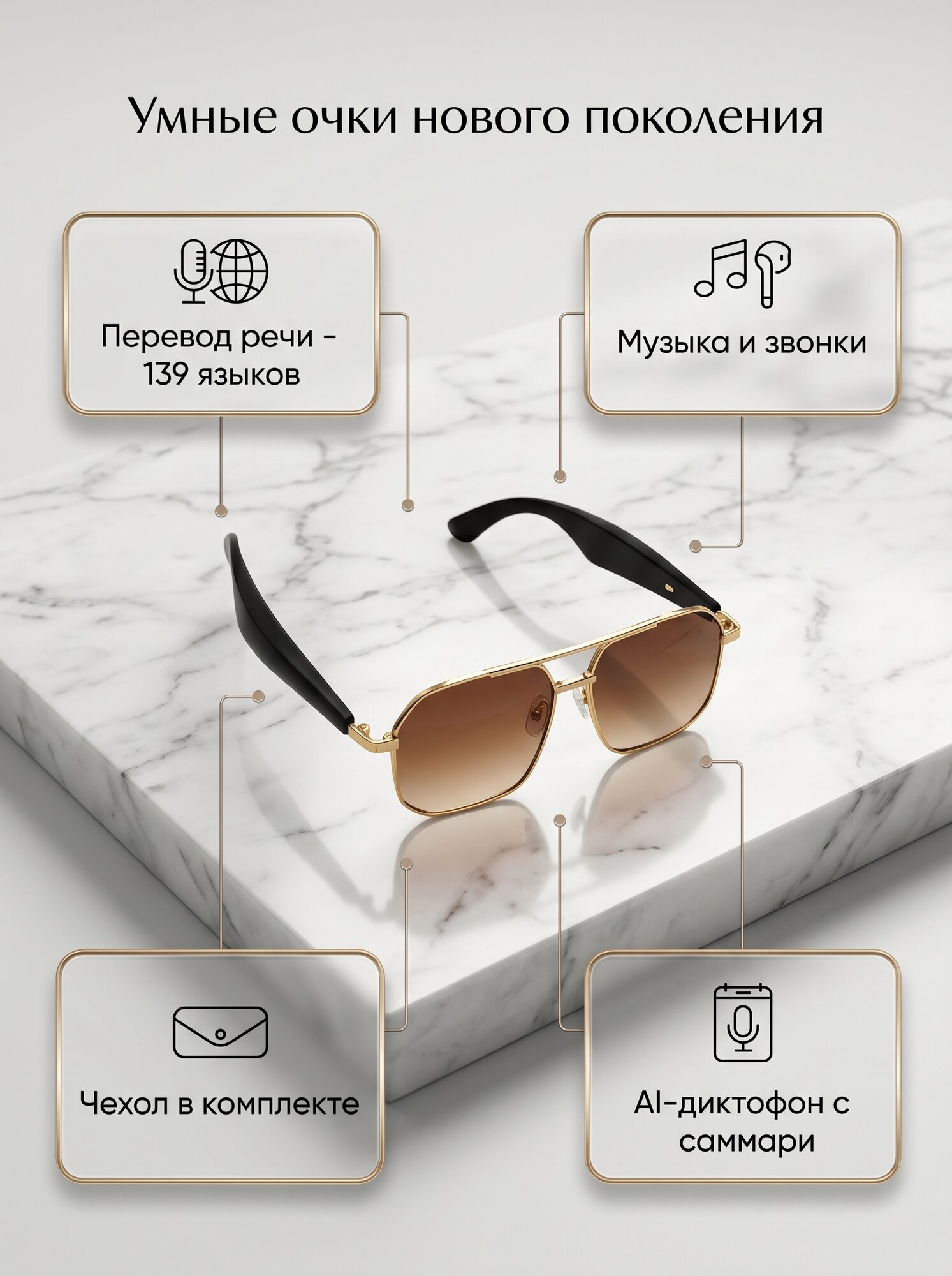 Умные очки-переводчик с искусственным интеллектом и наушниками