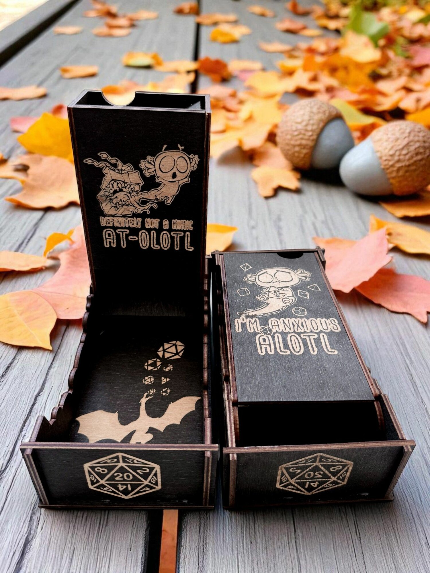 Башня для бросания кубиков Dice Tower "Точно не мимик с аксолотлем", дайс тауэр для ДнД