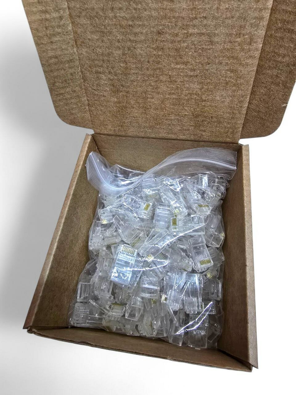 Коннектор сквозной RJ45 8p8c для кабеля витой пары для компьютерных сетей набор 100 шт в упаковке джек RG 45