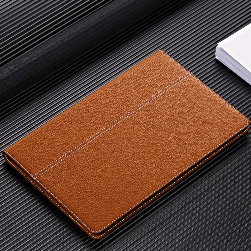Кожаный чехол для iPad Pro 2024 13 дюймов, желто-коричневый, текстура личи