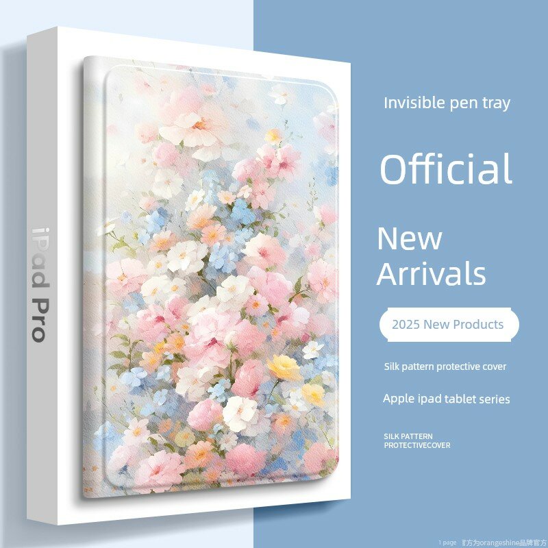 Чехол для iPad Air3 10.5 дюймов Слот для ручки скрытый Премиум шелковая текстура Весенний цветок 3 Силиконовый