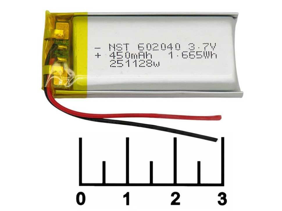 Аккумулятор 3.7V 0.45A 43*20*6 602040 Lithium polymer