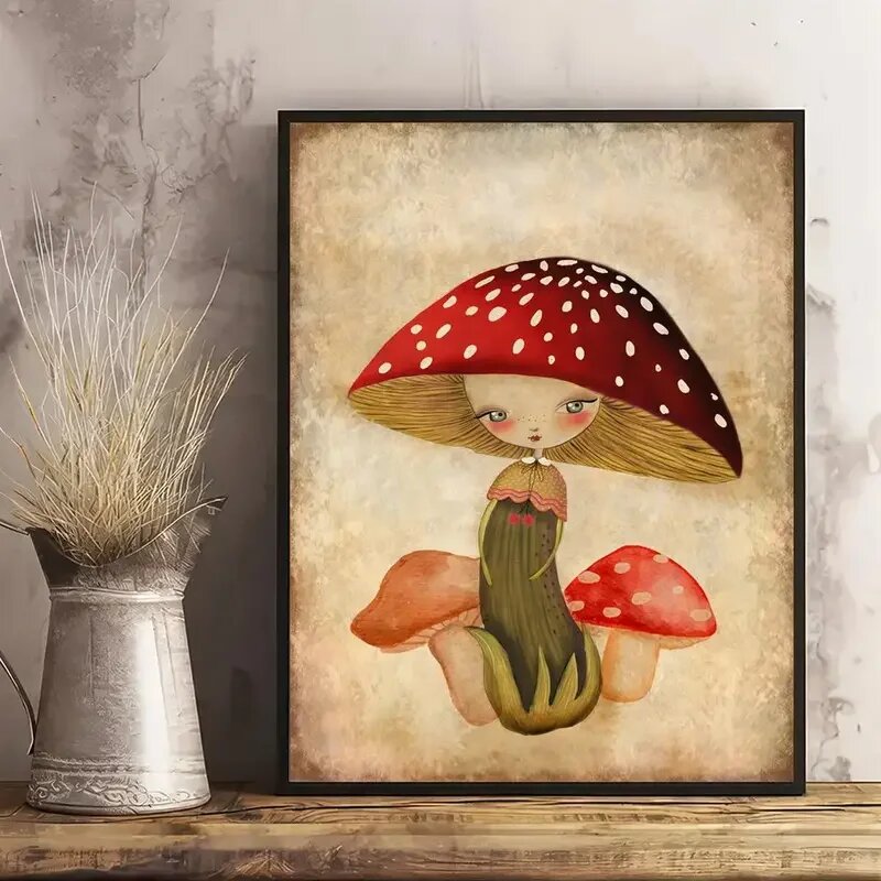 Картина "Грибная фея" 30x45 см на холсте