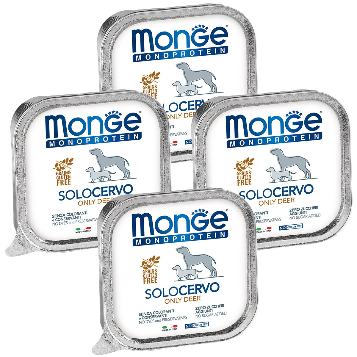Корм влажный Monge Monoprotein Solo Dog монобелковые для взрослых собак паштет с олениной, 150 г 4 шт