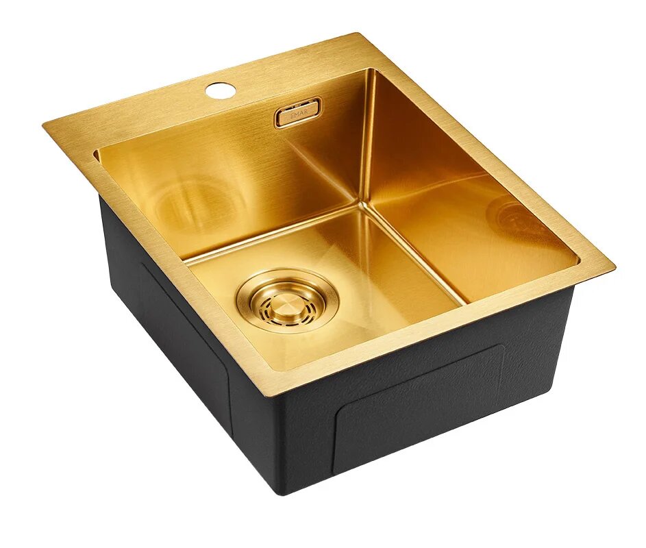 Мойка кухонная Emar PVD A EMB-128A PVD Nano Golden металлическая, 41x51, прямоугольная, мойка для кухни, золотая, российская