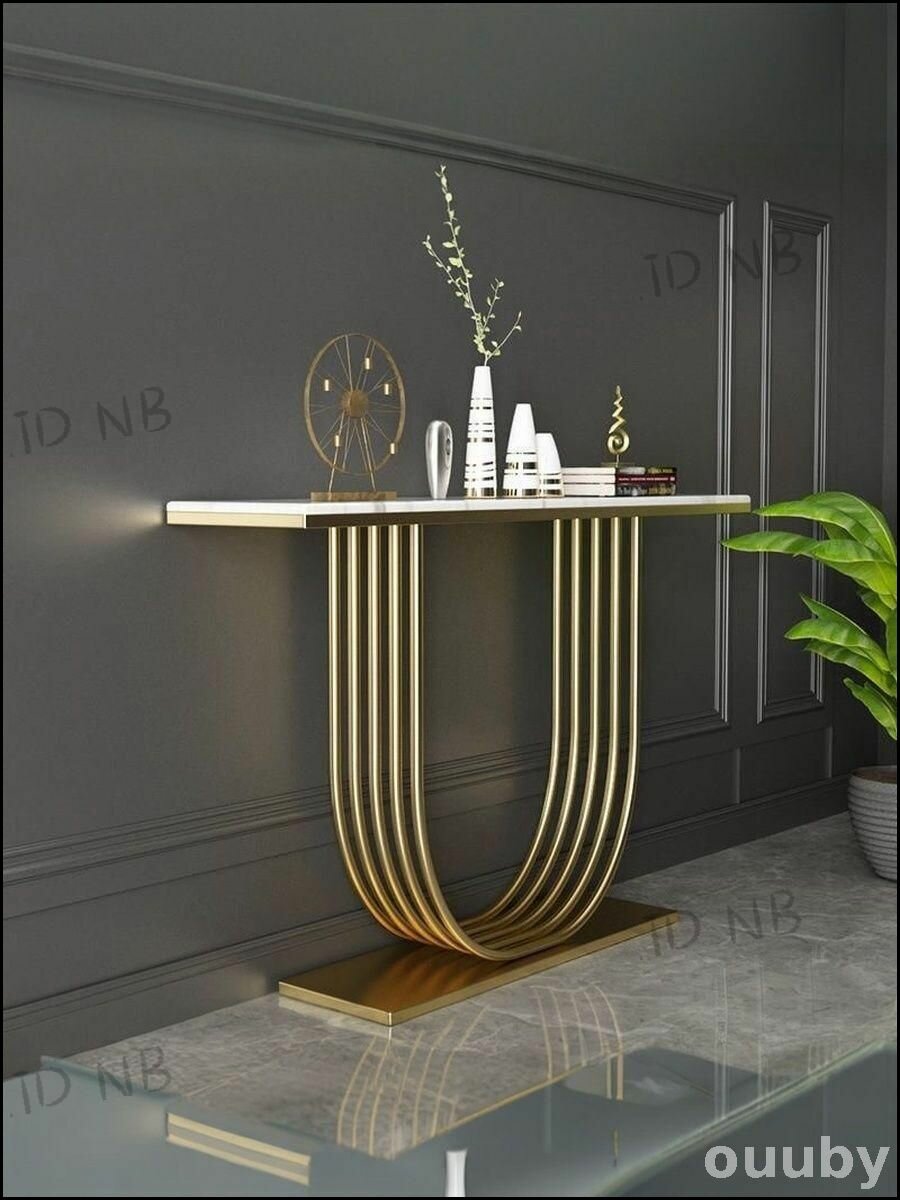 Прихожая тумба-консоль LIGHT STYLE LIFE 120×30×90 см — чёрная, серебристая, золотая, минимализм и прочный каркас