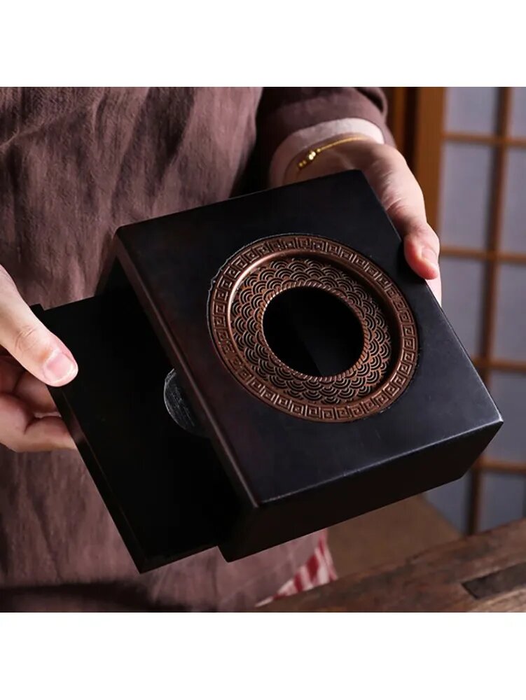 Подставка для подогрева чайника, темно-коричневая, из дерева — фото 1