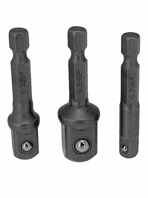 Набор ЗУБР Адаптеры "эксперт" для торцовых головок, E1/4" - 1/4", E1/4" - 3/8", E1/4" - 1/2", 3 предмета