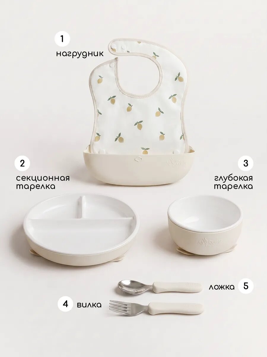 Набор для кормления детский Miyoumi, керамический 5 предмета — фото 1