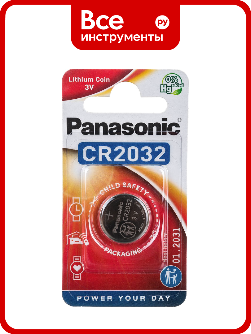 Элемент питания Panasonic Power Cells CR2032 B1 2765 литиевый аккумулятор 3‑вольтовый для электронных устройств