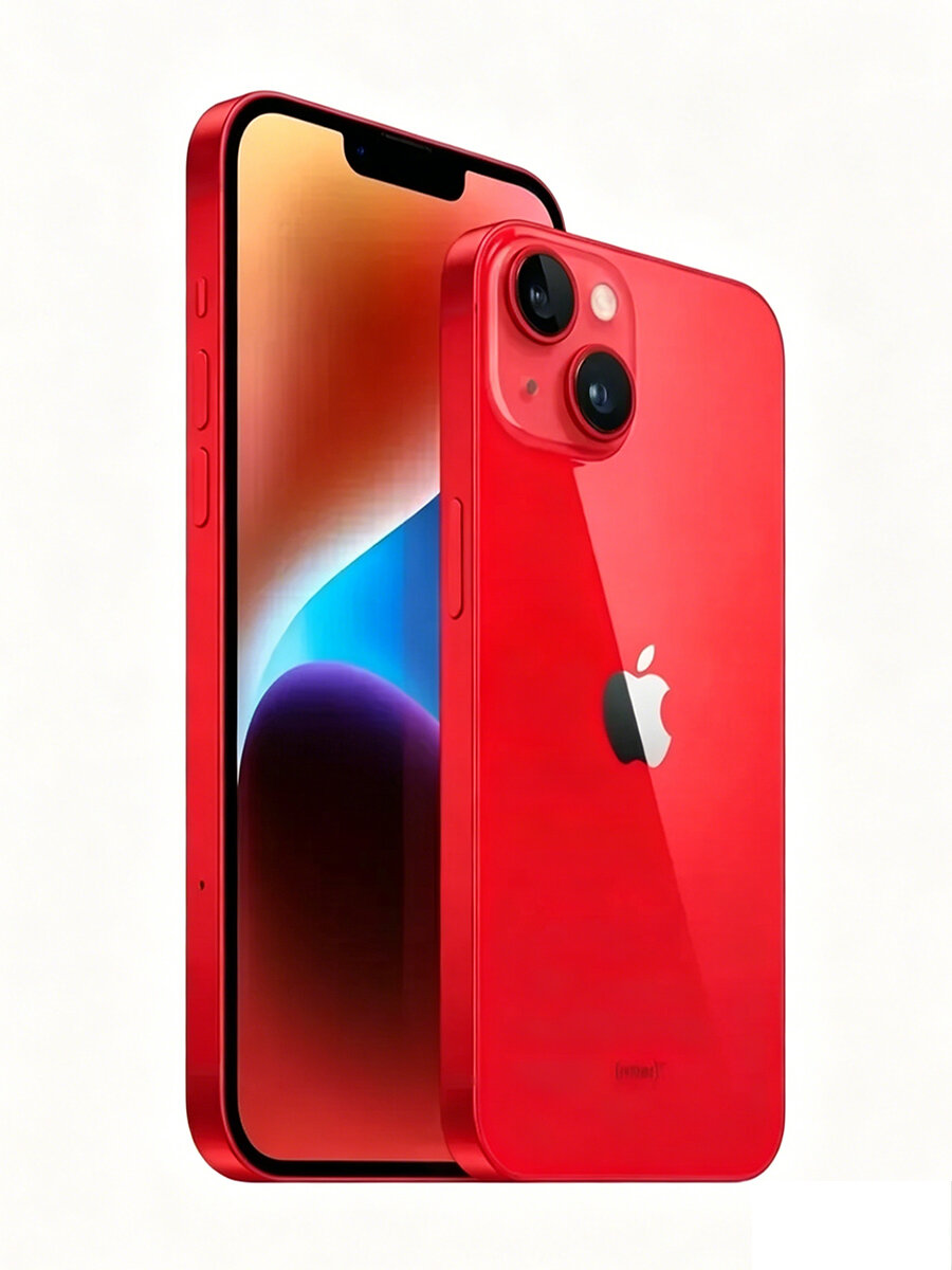 Смартфон Apple iPhone 14 128 ГБ, мощный процессор A15, камера pro ночью, экран OLED 6.1", красный（red）