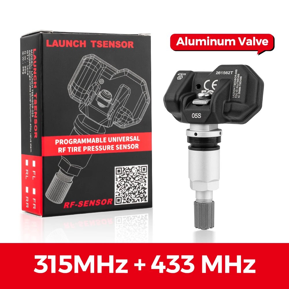 2026 LAUNCH X431 RF-сенсор TSensor-05S 315МГц/433МГц TPMS: Инструменты для 8PCS, Aluminum Valve