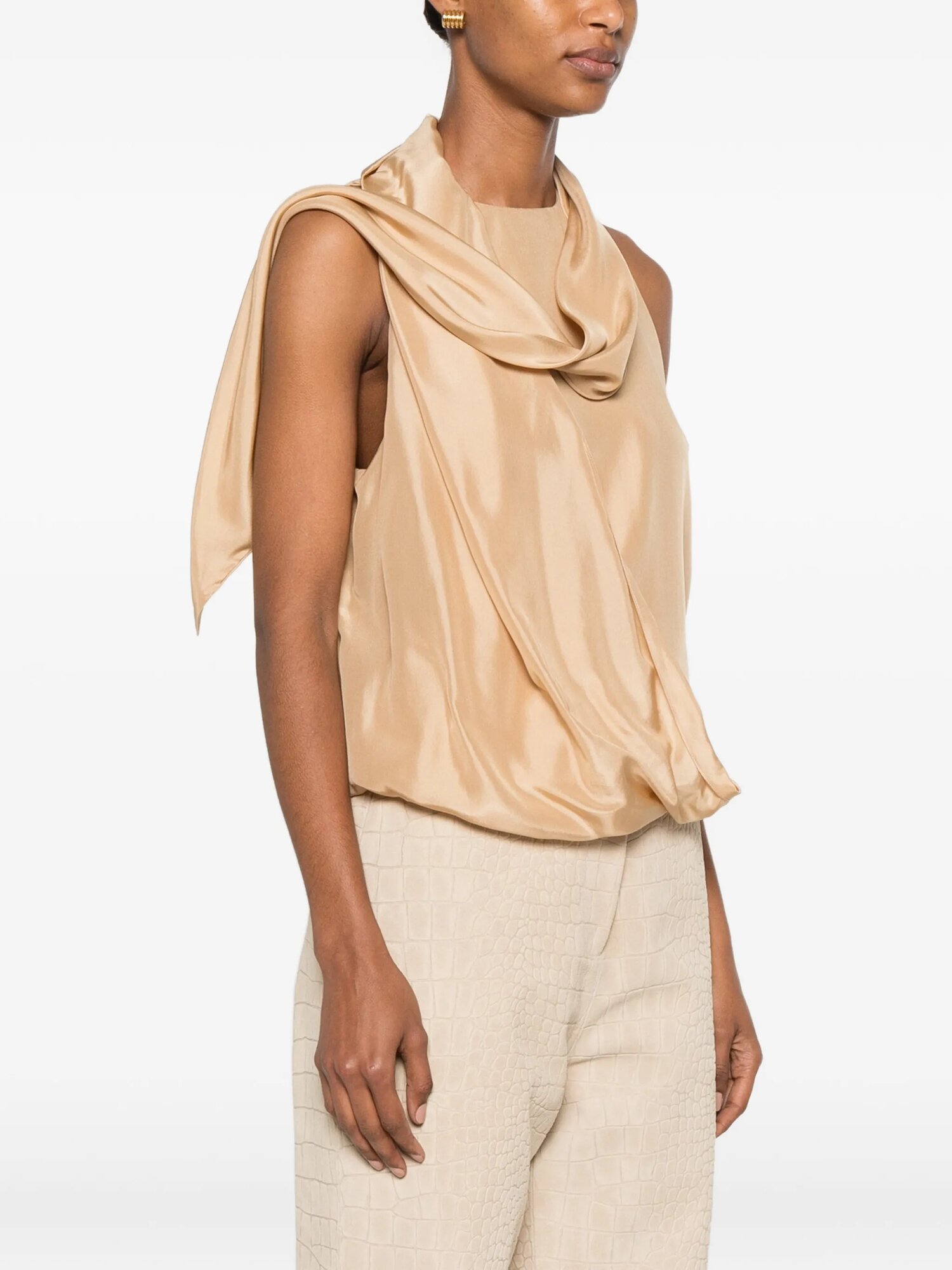 Блуза Alberta Ferretti Draped scarf-detail blouse, размер 44, разноцветный — фото 1
