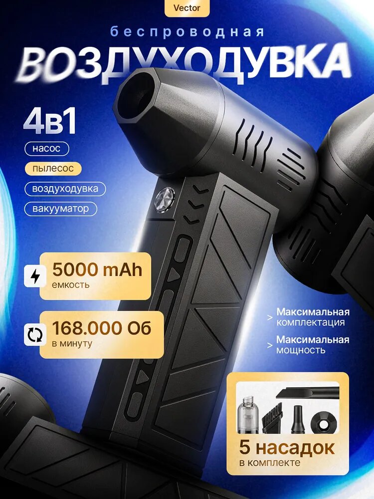 Воздуходувка пылесос турбо портативная аккумуляторная, Ветродуйка с функцией пылесоса / Воздуходувка для компьютера, Турбовентилятор