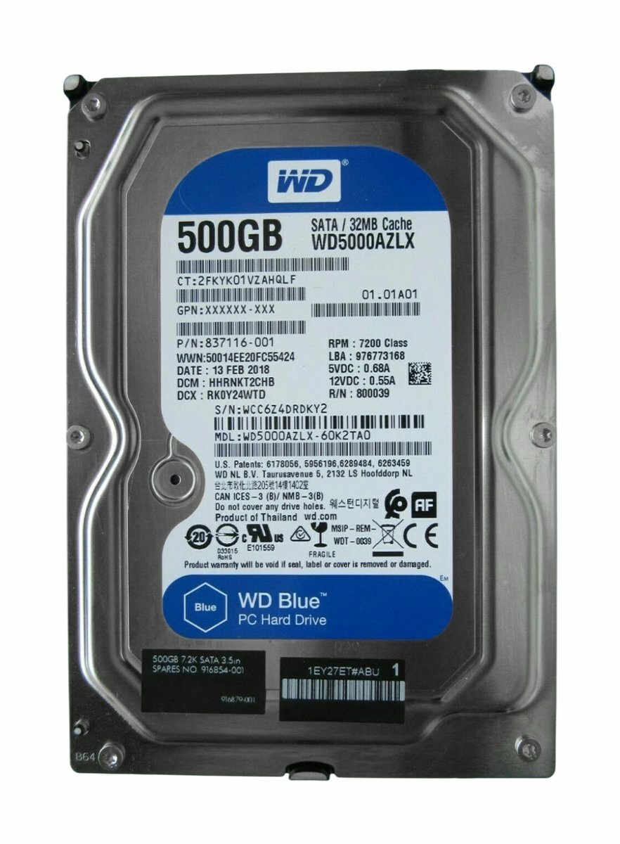 Жесткий диск HP 500Gb 7200 SATAIII 3.5" HDD WD5000AZLX-60K2TA0