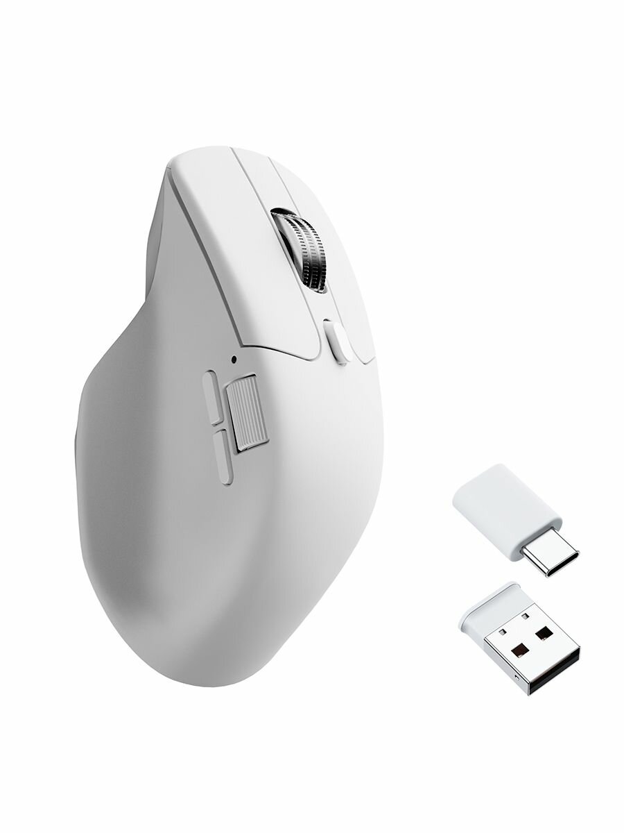 Мышь Keychron M6 - 3 типа подключения, белая, 1000 Гц, бесшумные микро свитчи, металлическое колесо прокрутки