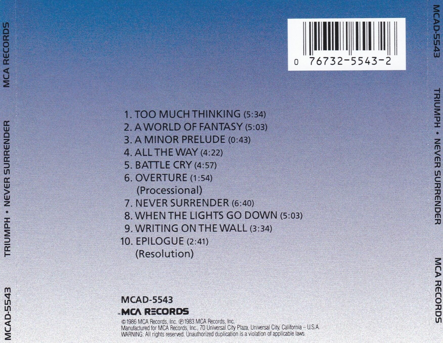 Triumph - Never Surrender, 1982, 8-page, CD-Аудио — фото 1