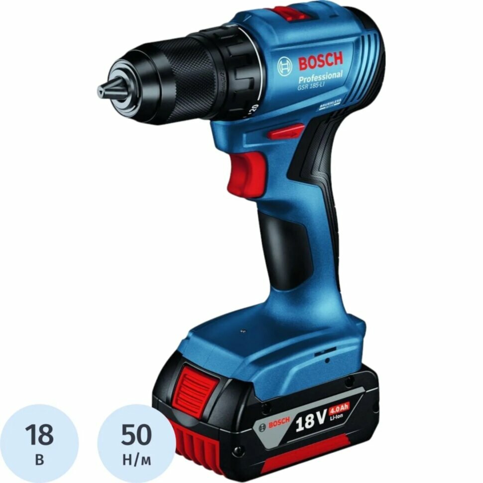 Дрель-шуруповерт аккумуляторная Bosch GSR 185-LI 06019K3000, 2316011
