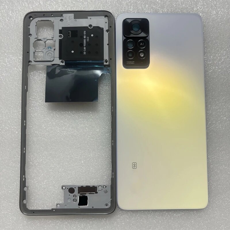 Для Xiaomi Redmi Note 11 Pro 5G 2201116SG средняя рамка + Стеклянная Крышка батарейного отсека White