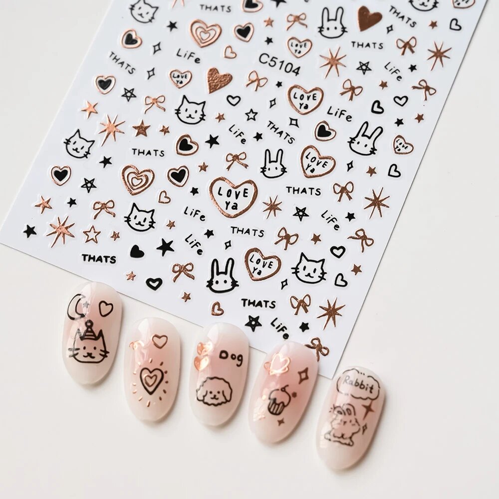 MAFANAILS наклейки для ногтей с котиками, Цвет: NKZ251-04-05